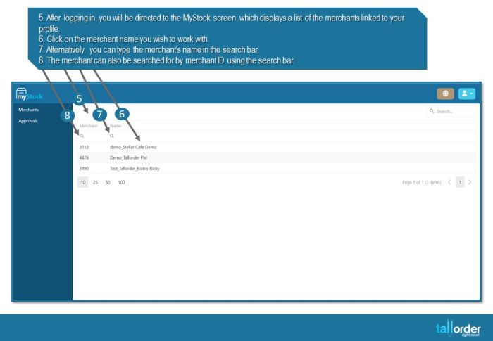 Log into myStock Manual - TallOrder POS